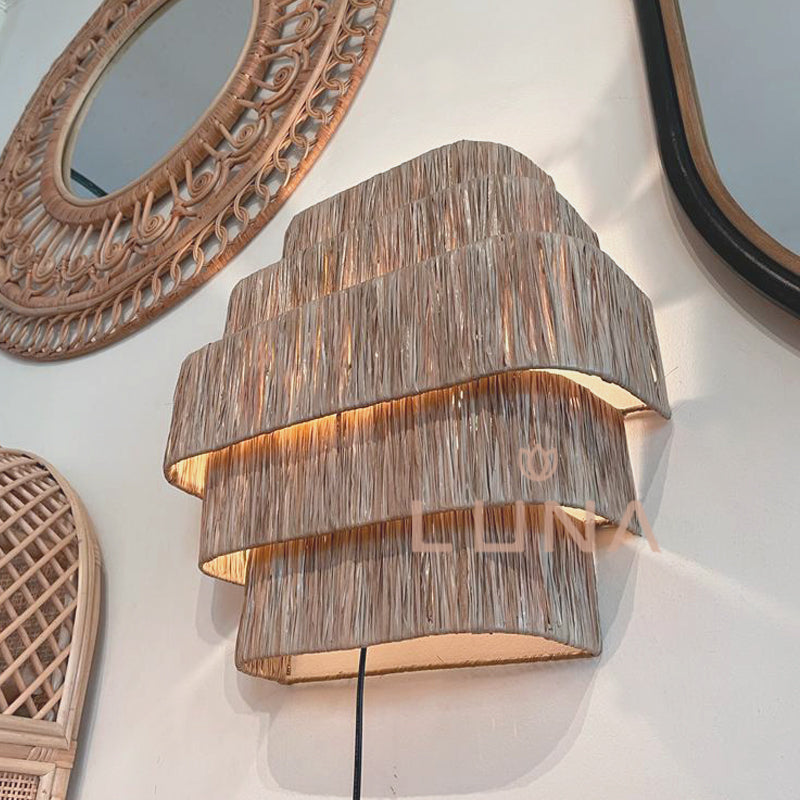 ROYCE -Raffia Wall Lamp – Luna Bali Furniture